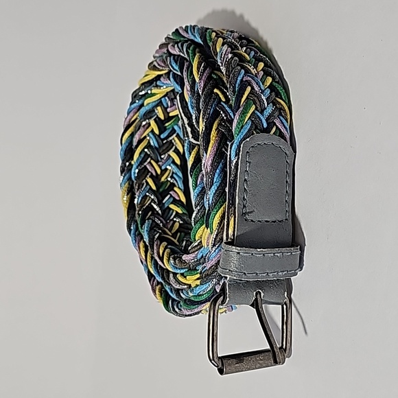 Accessories | Woven Multicolor Braided Belt With Silver Tone Buckle ...
